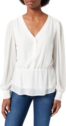 Object Damen OBJMILA L/S V-Neck TOP NOOS Bluse, Cloud Dancer, 36