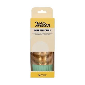 Wilton Muffin Cups Aqua 50 St&uuml;ck: Backf&ouml;rmchen f&uuml;r Muffins und Cupcakes, Gl&auml;nzende Metallic-Finish, Auch ideal zum Servieren anderer Leckereien wie Petits Fo