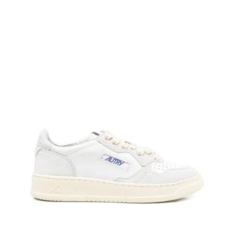 Autry Wei&szlig;e Leder Glitter Sneakers mit Logo - - Shoes - Damen - Mehrfarbig - 41 EU