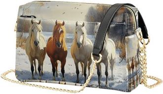 Mnsruu Sacs à bandoulière en cuir pour femme, sac à main à quatre chevaux