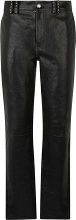 Roberto Cavalli pantalon en cuir &agrave; coupe droite - Noir