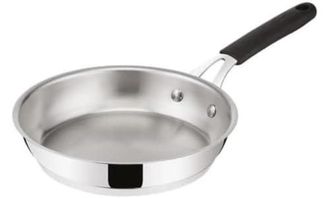 Lagostina Tempra Stahl Pfanne &Oslash; 24 aus Edelstahl 18/10 mit Lagotherm Boden und ergonomischem Silikongriff, Induktionspfanne, Gas und Ofen