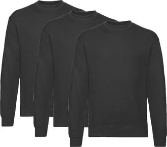 Fruit Of The Loom Herren Classic Set In Sweat, 3 Pack Sweatshirt, 3X Schwarz + 1 HL Kauf Notizblock, XXL (3er Pack)