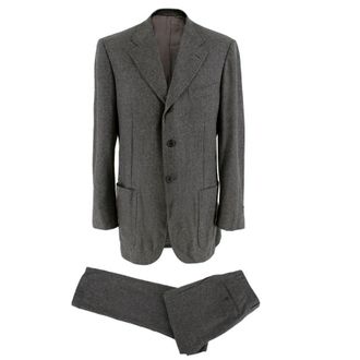 Corneliani Mens Grey Virgin Wool Single Breasted Suit Size L