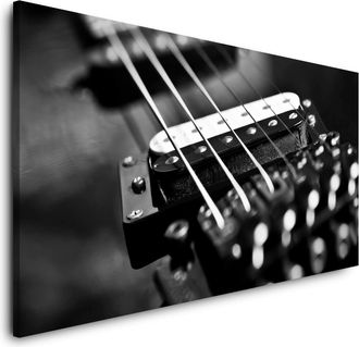 Paul Sinus Art Saiten einer E-Gitarre 120x 60cm Panorama Leinwand Bild XXL Format Wandbilder Wohnzimmer Wohnung Deko Kunstdrucke