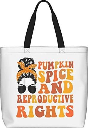 Generic Sac De Courses La Citrouille &Eacute;pic&eacute;e Et Les Droits Reproductifs Sac Cabas Avec Poign&eacute;es Pliable Sacs En Toile Pour Femmes, Pour Voyage, Filles, Burea, 