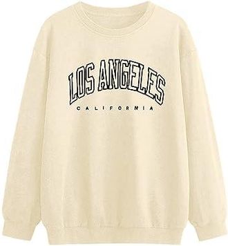 Generic T-shirt &agrave; manches longues et col rond pour femme pour entra&icirc;nement quotidien &agrave; la maison et en plein air, beige, M