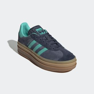 adidas Sneaker ADIDAS ORIGINALS GAZELLE BOLD, Damen, Gr. 40, blau (shadow navy, acid mint, legend ink), Leder, Synthetik, Schuhe Sneaker, Topseller
