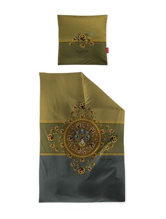Irisette Bettw&auml;sche Frida Kahlo 8536, Mako-Satin, Designed in Germany, Gr&uuml;n 30, 155x220 + 80x80 cm, Komfortgr&ouml;&szlig;e