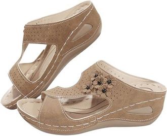 Generic Sandales orthop&eacute;diques d&eacute;contract&eacute;es &agrave; bout ouvert pour femme - Couleur unie - &Eacute;l&eacute;gantes - Classiques - L&eacute;g&egrave;res - Respirantes - Confortables - Sandale