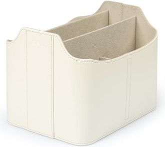 LondoDesign Porte-Télécommande en Cuir - Organisateur de Bureau avec Emplacement Tablette, Rangement Pinceaux Maquillage et Ustensiles, Grand Caddy avec 5 Compart