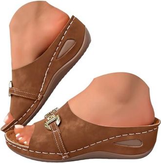 Generic Sandales d&eacute;t&eacute; habill&eacute;es pour femme avec soutien de la vo&ucirc;te plantaire - Semelle orthop&eacute;dique antid&eacute;rapante - Chaussures de marche orthop&eacute;diques &agrave; enfi