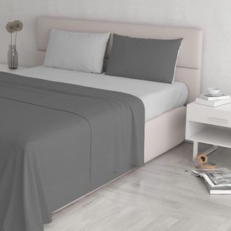 Italian Bed Linen Natural Color Bettwäsche Set, 100% Baumwolle, Hell grau/Rauch, Doppelte