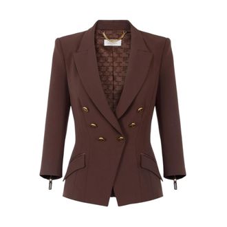 Elisabetta Franchi Femme, Vestes, Brun, Taille: 44 FR Double Crepe Jacket
