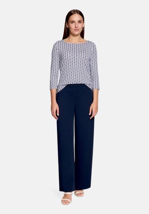 Betty Barclay 3/4-Arm-Shirt BETTY BARCLAY Damen mit U-Boot-Ausschnitt, Damen, Gr. 36, wei&szlig; (rot, blau), Jersey, Obermaterial: 95% Viskose, 5% Elasthan, Basic, taill