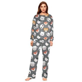 Alaza Ensemble de pyjama en polaire pour femme, motif abeilles volantes, vêtements de détente deux pièces, vêtements de nuit, pyjama thermique super doux, t