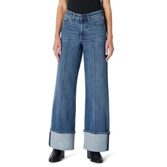 Amazon Essentials Damen (Demis Favorit) Jeans Hoher Bund Weites Bein Umschlag, Mittelblau Vintage, 38