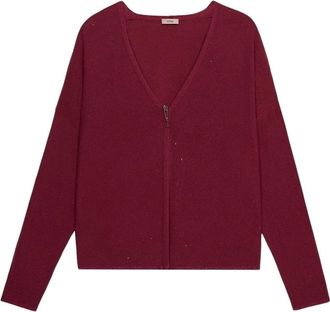 Oltre Femme, Pulls, Rouge, Taille: 38/40 FR Cardigan mixte en cachemire avec sequins
