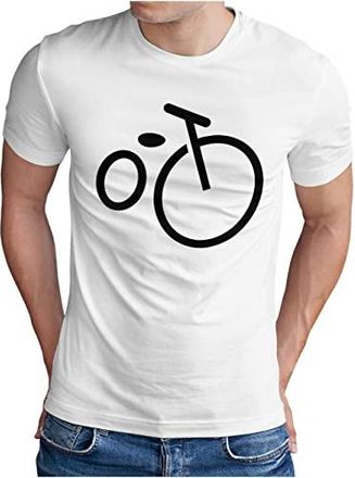 OM3 Minimalistic Bicycle T-shirt de v&eacute;lo - Homme - Cyclisme Cyclisme - S - 5XL, Blanc., XL