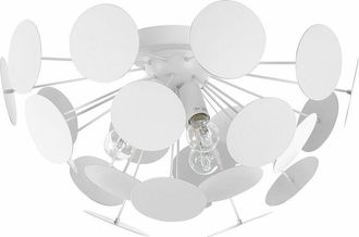 Beliani Deckenlampe Weiß 3-flammig Schirm aus dekorativen Metallplatten matte Oberfläche Wohn-, Schlaf- oder Esszimmer halbkreisförmig Moderner Stil