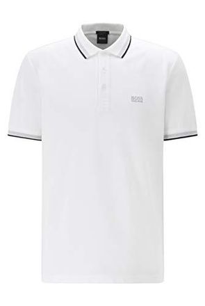 BOSS Hommes Paddy Polo en piqu&eacute; de Coton avec col et Poignets ray&eacute;s