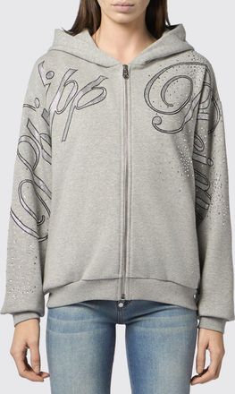 Philipp Plein Sweat &agrave; capuche zipp&eacute; en coton avec logo Hexagon en strass