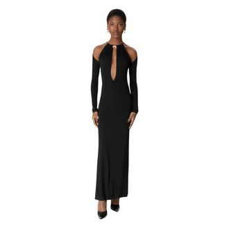 Marine Serre Gedraped Langarm Maxikleid - - Dresses - Damen - Schwarzk - S