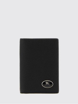 Burberry Porte-cartes bifold en cuir de veau grain&eacute; avec logo frontal