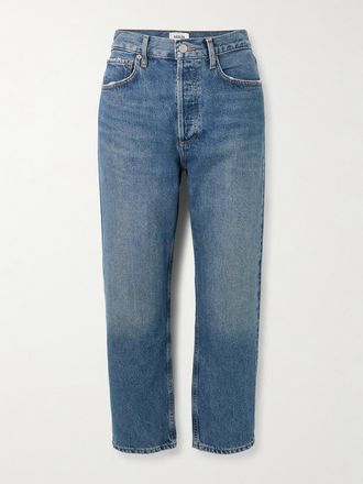 A Gold E Jean Droit Raccourci Taille Mi-haute 90s Crop - Bleu