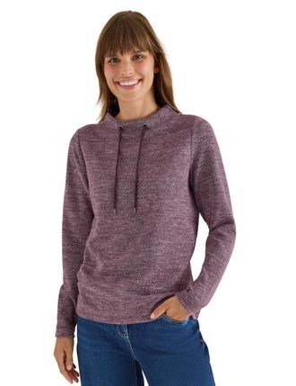Cecil Damen 3228216 Funnelneck Melange Rippshirt, Eggplant Red Melange, L EU
