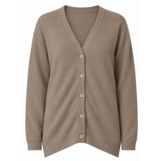 Fabiana Filippi Cardigan en maille fine &agrave; col en V - Femme - Pulls - Beige - Taille: 38 FR