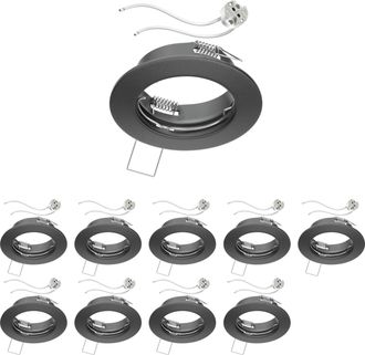 LEDs Com 10 St&uuml;ck Decken-Einbaurahmen FERE Einbaurahmen anthrazit matt (LED/Halogen/MR16/50mm) inkl. GU5.3 Fassung