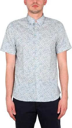 Paul Smith Wave Print Organic Cotton Shirt - Blue