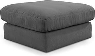 Cavadore XXL-Hocker Fiona / Mega Beistellhocker mit weicher Polsterung / Quadratisch / 97 x 90 x 97 / Cordstoff Anthrazit