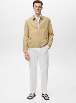Mango Leinenjacke mit Rei&szlig;verschluss beige - Herren - M - MANGO MAN