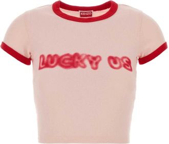 Kenzo Femme, Tops, Rose, Taille: 36 FR Words Cropped T-Shirt