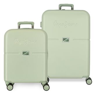 Pepe Jeans London Accent Kofferset, schwarz, 55/70 cm, Harter ABS-Kunststoff, integrierter TSA-Verschluss, 116 l, 6,66 kg, 4 Doppelräder, Handgepäck, von Joumma Bags, S