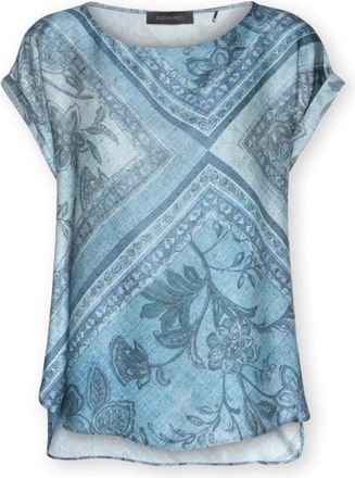 Elena Miro Femme, Blouses et Chemises, Bleu, Taille: 40 FR Blouse en satin de viscose imprim&eacute;