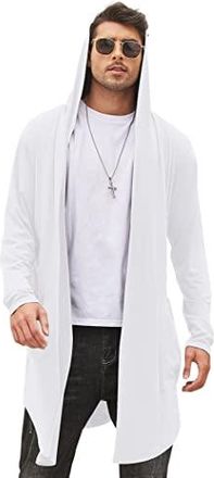 Coofandy Cardigan léger pour homme avec capuche - Blanc - Taille M, Blanc., M