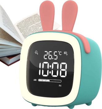 Generic Schlaftrainer Wecker für Kinder - LED-Cartoon-Wecker mit Nachtlicht & Snooze | Elektronischer Kinderwecker, Wiederaufladbar, Timer-Funktion für & Mädc