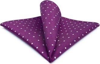 Shlax & Wing Carré de poche homme magenta foncé avec pois blancs élégant
