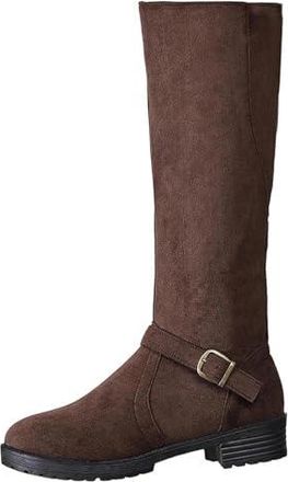Generic Bottes longues &agrave; talon &eacute;pais pour femme - Style d&eacute;contract&eacute; - R&eacute;tro - Couleur unie - Fermeture &eacute;clair lat&eacute;rale - Antid&eacute;rapantes - Confortables - Pour 