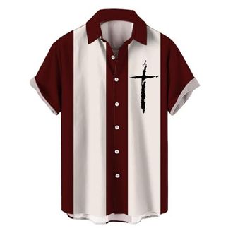 Generic Chemise boutonn&eacute;e pour homme, chemise &agrave; manches courtes, patchwork, chemise d&eacute;t&eacute; grande taille, chemise d&eacute;contract&eacute;e, douce et confortable, haut &agrave; bou