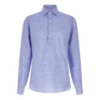 Borriello Homme, Chemises, Bleu, Taille: L Chemisier L&eacute;ger en Lin