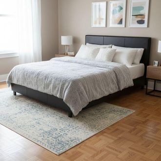 Weber Industries Le Quai Des Affaires - Lit atlanta 140x190 + 1 sommier + 1 matelas carlton / Noir/ 208x154x89