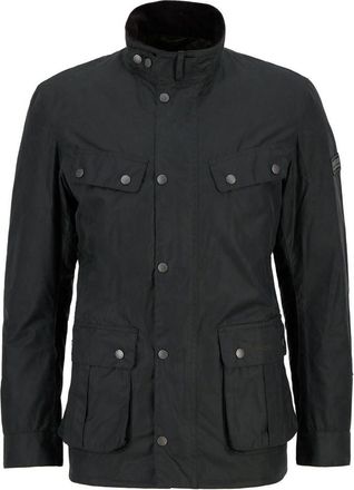 Barbour Wattiertes Fieldjacket aus gewachster Baumwolle mit Label-Aufn&auml;her in