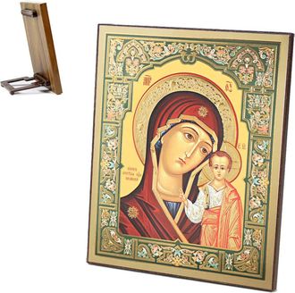 NKlaus Ikone Gottesmutter von Kazan Holz 15x18cm Ikonographie Orthodoxes Leitbild Kunstdruck 39130