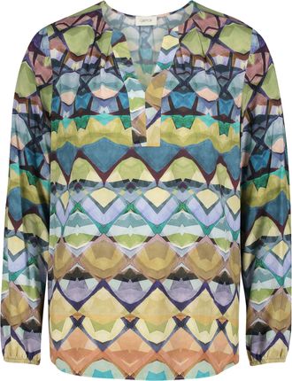 Cartoon Damen Casual-Bluse mit Muster 38, Green/Blue