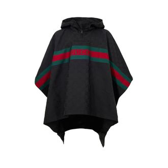 Gucci Schwarzes Cape mit Web-Logo und GG-Monogramm-Print - - Jackets - Herren - Schwarzk - L