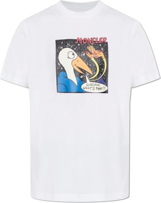 Moncler Homme, Tops, Blanc, Taille: 3XL T-shirt avec imprim&eacute;